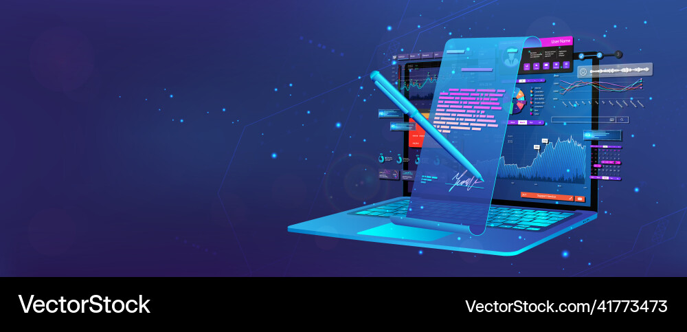 Conclusion of a transaction online with digital Vector Image