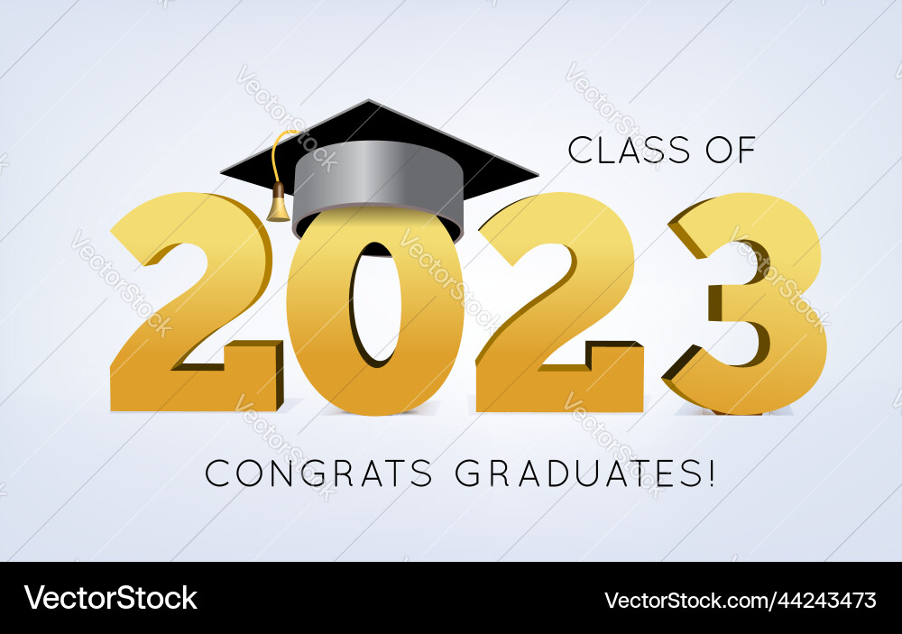 Graduation class of 2023 with cap 3d Royalty Free Vector