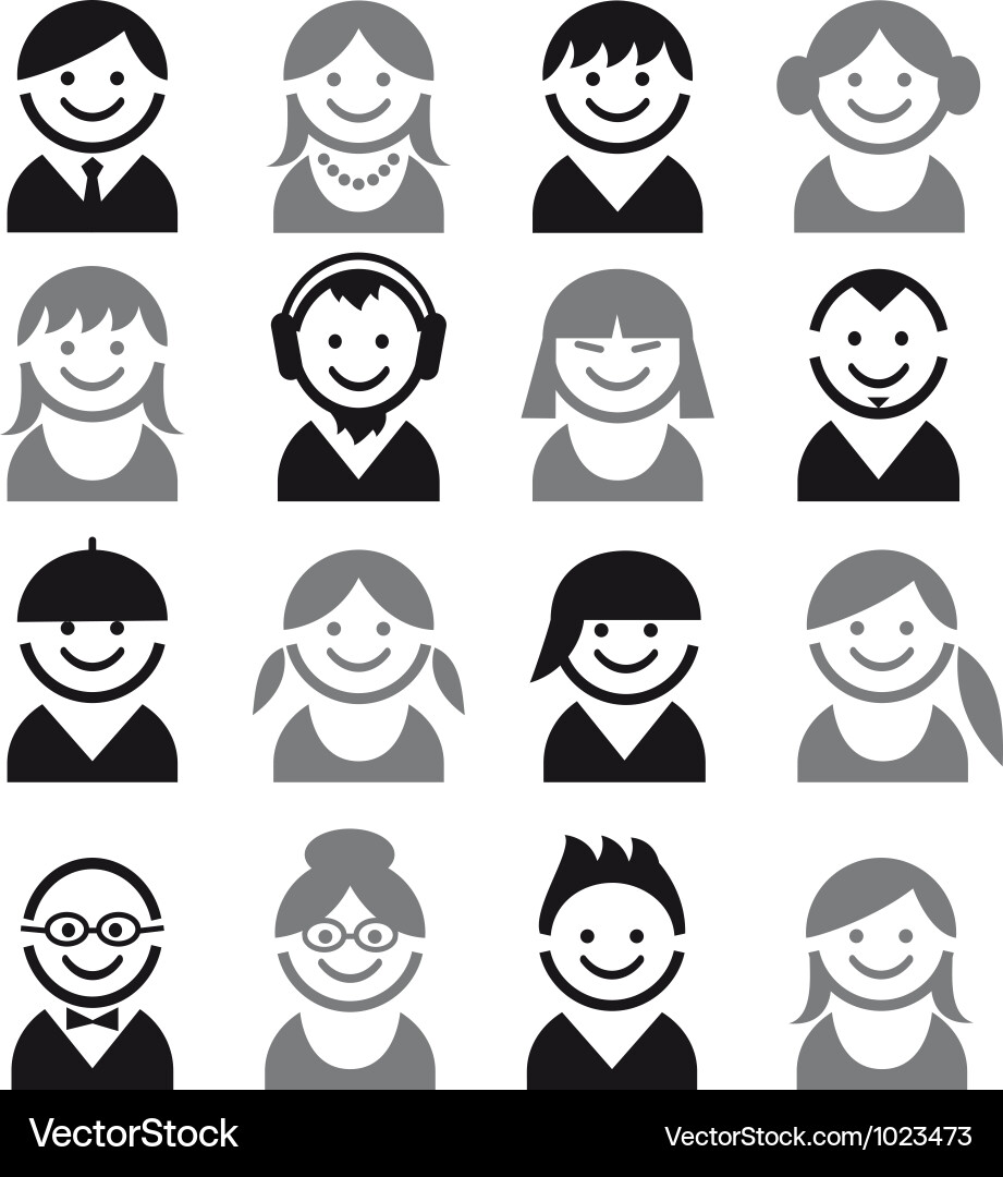 Human Face Icon Set Royalty Free Vector Image - VectorStock