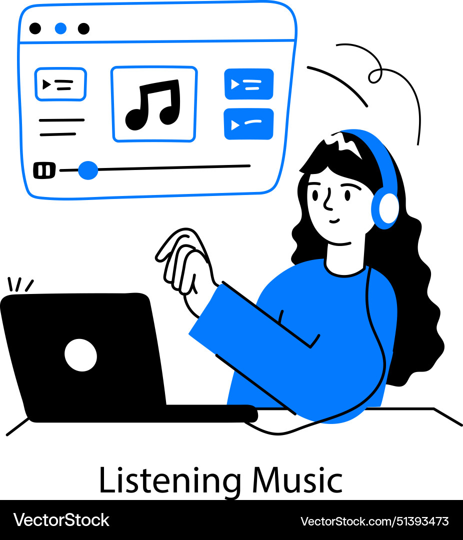 Listening music Royalty Free Vector Image - VectorStock