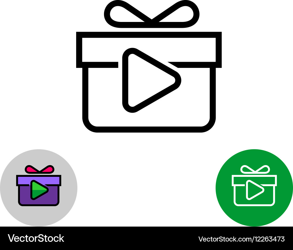 Rewarded video icon with gift box and play button Vector Image