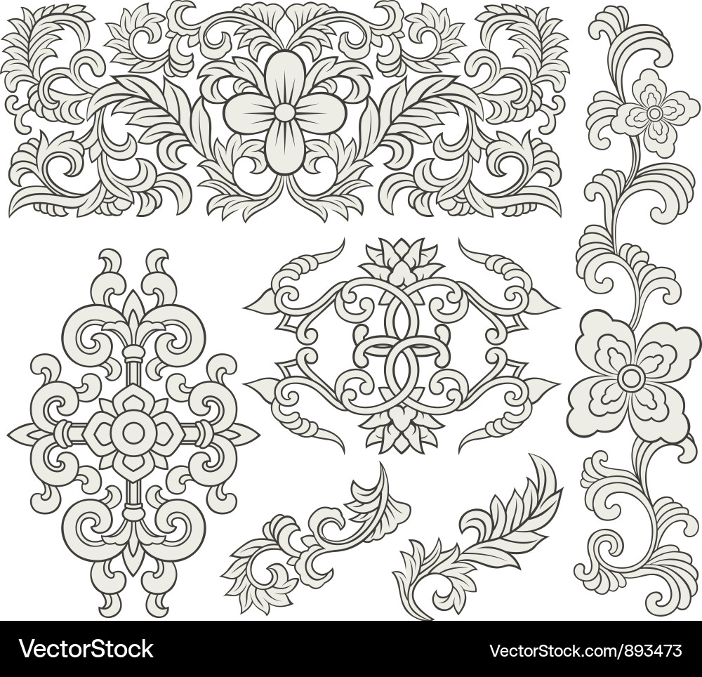 Scroll element set Royalty Free Vector Image - VectorStock