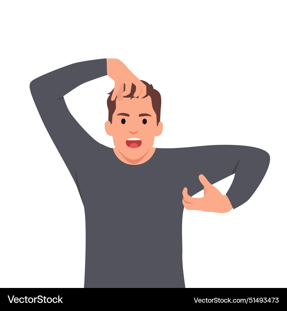 Young funny man imitating a monkey Royalty Free Vector Image