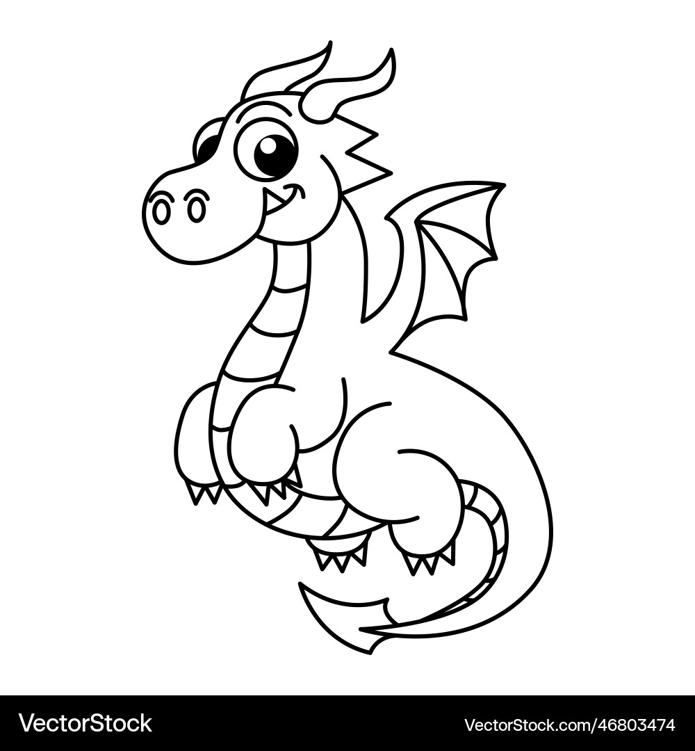 Cute dragon cartoon coloring page – Free Vector | VectorStock