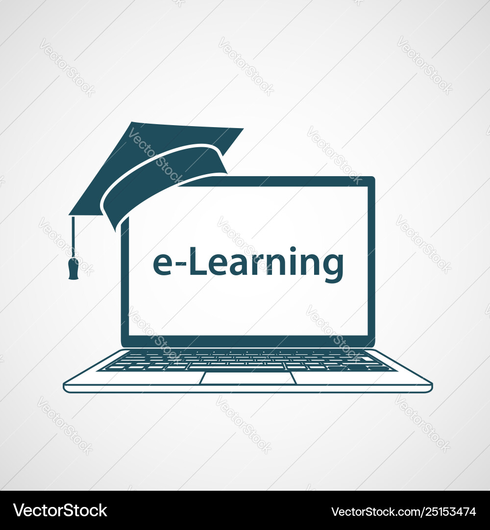 Distant learning online education graduate hat Vector Image