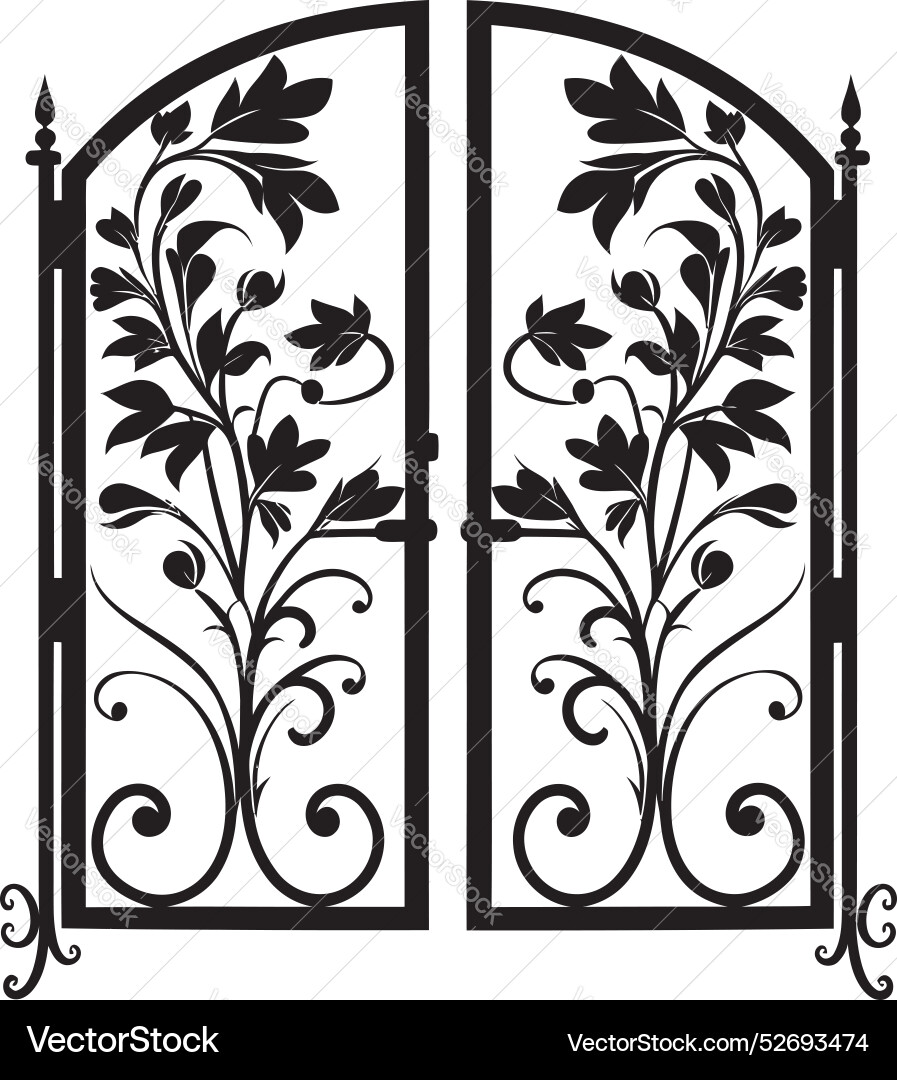 Handcrafted garden gate black logo icon modern Vector Image