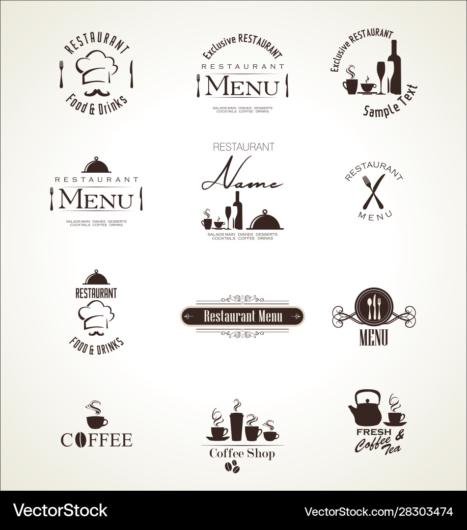 Label set for restaurant menu design Royalty Free Vector