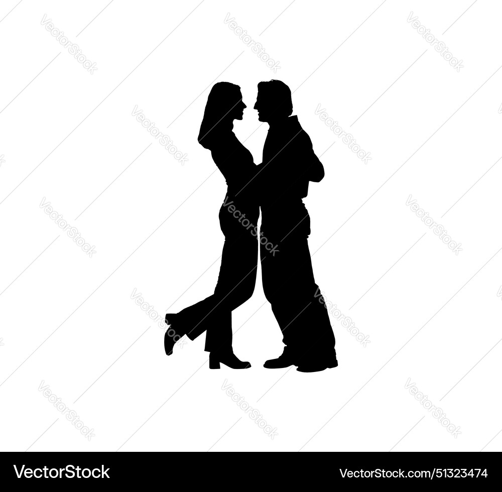 Romantic love couple silhouette Royalty Free Vector Image