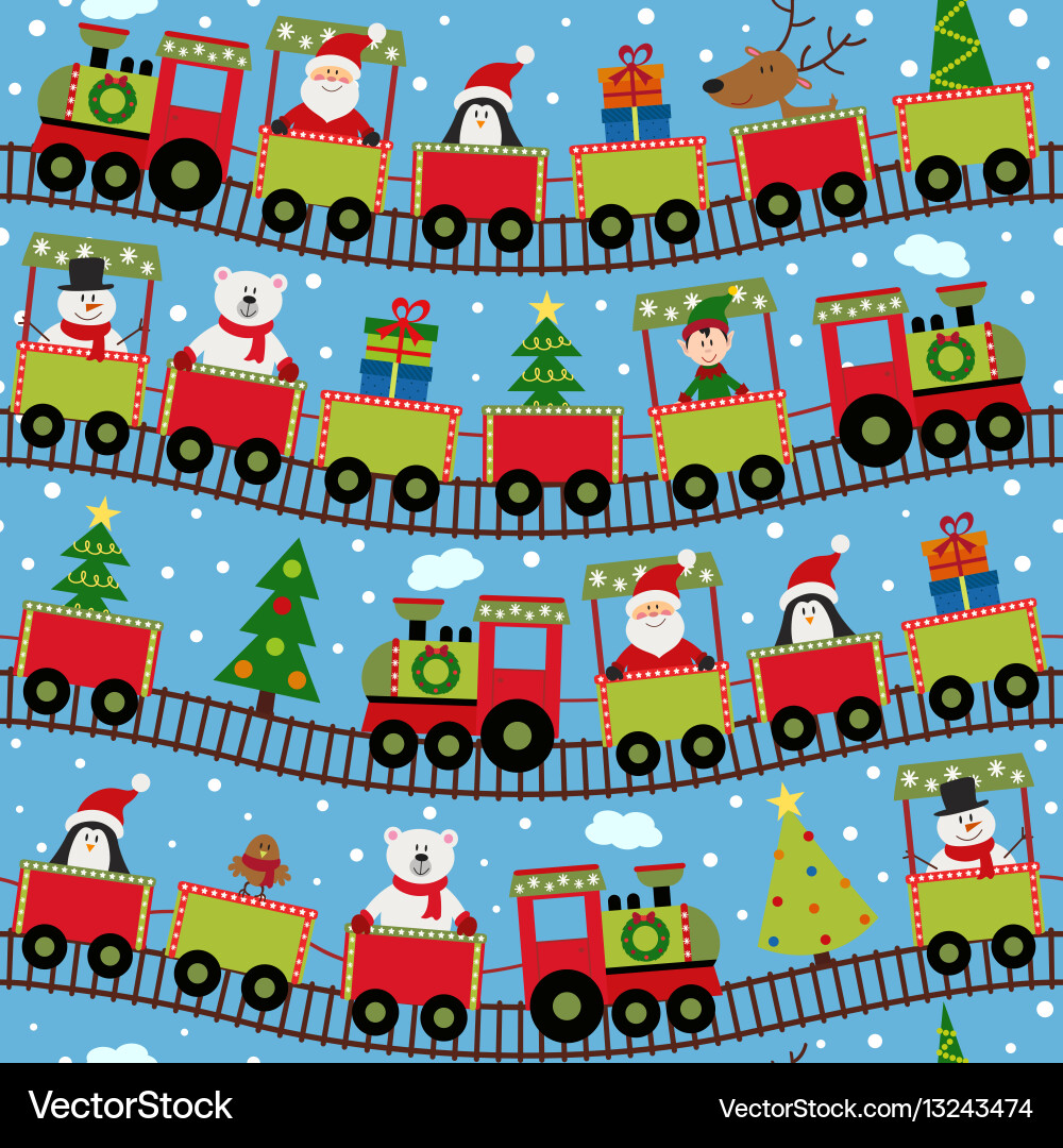 Christmas Train Seamless Vector Images (over 110)