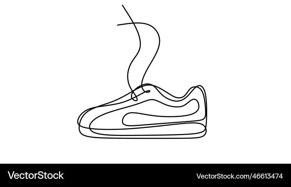 Shoe one line drawing continuous hand drawn Vector Image