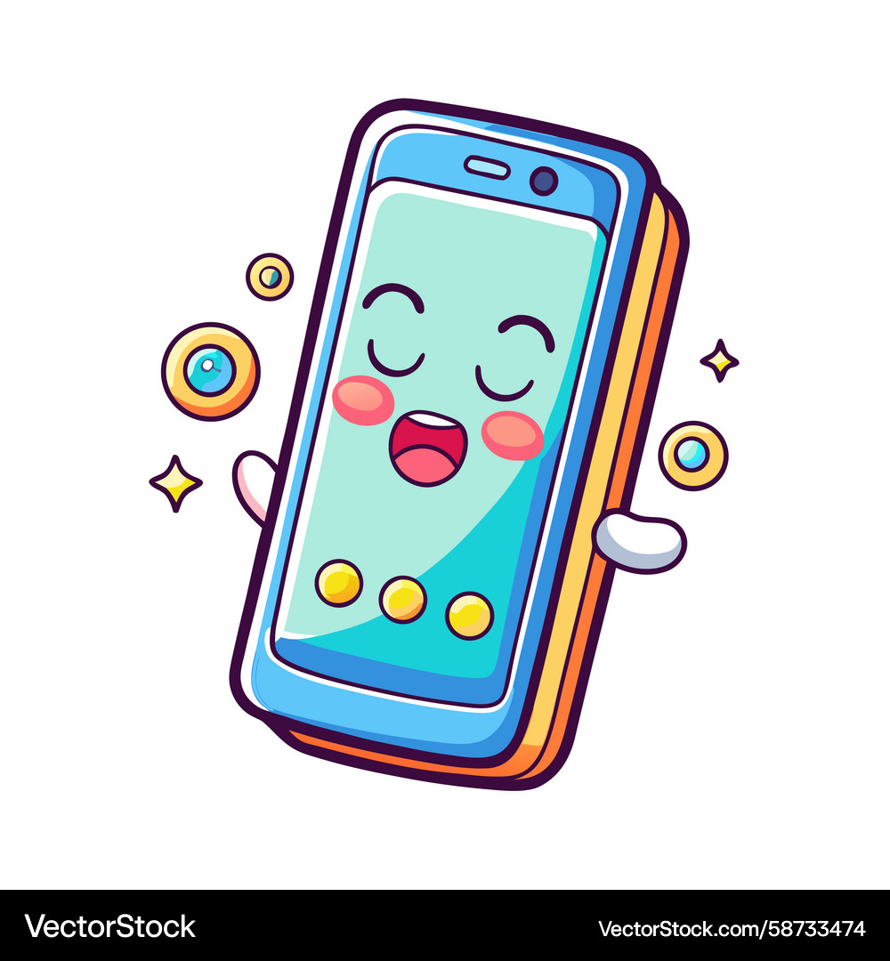 Smiling Phone Character Cartoon – Royalty-Free Vector | VectorStock