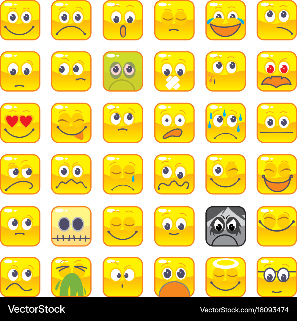 Square smileys Royalty Free Vector Image - VectorStock