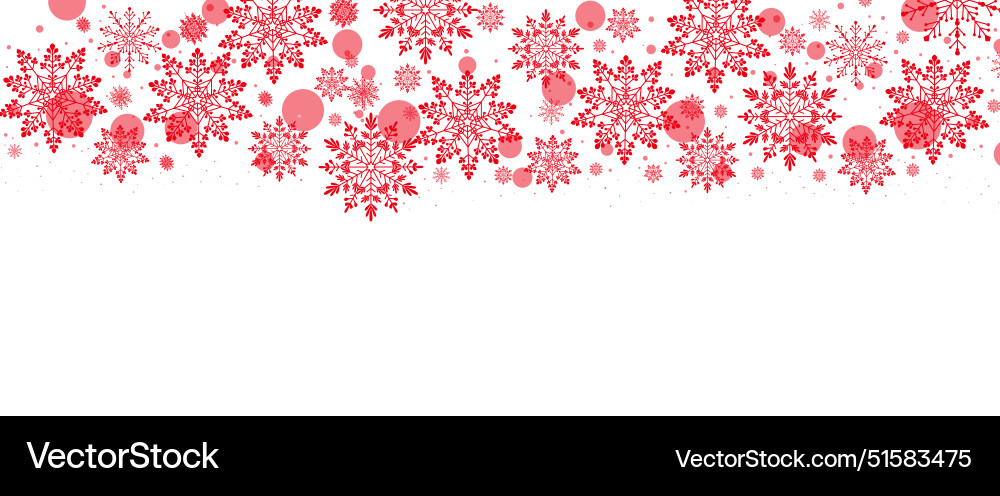 Christmas border with red snowflakes and circle on