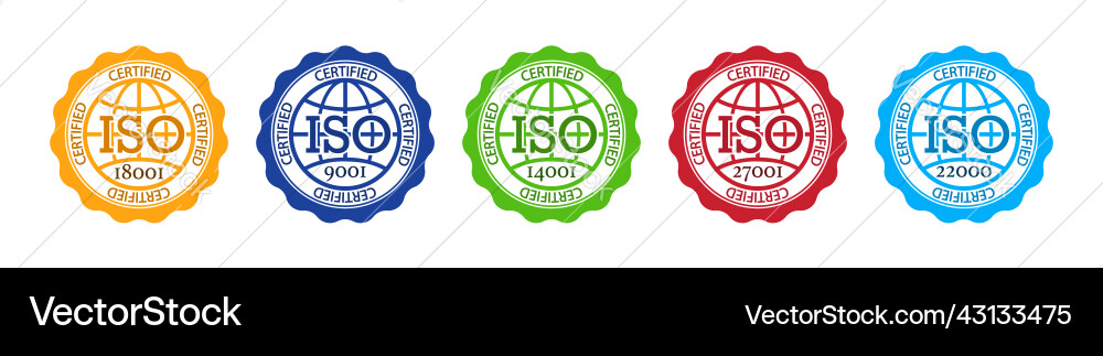 ISO Certification Icons Royalty Free Vector Image