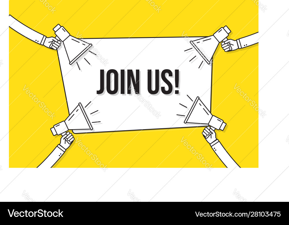 Join Us - Megaphone Group Royalty Free Vector Image