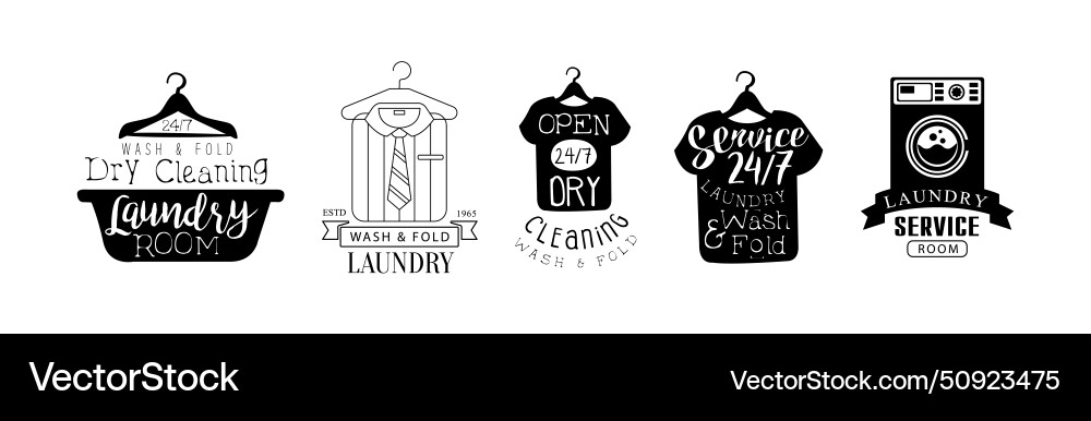 Laundry wash and fold service label logo Vector Image