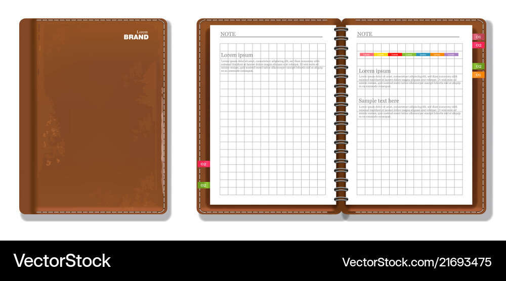 Leather note book realistic 3d detailed Royalty Free Vector