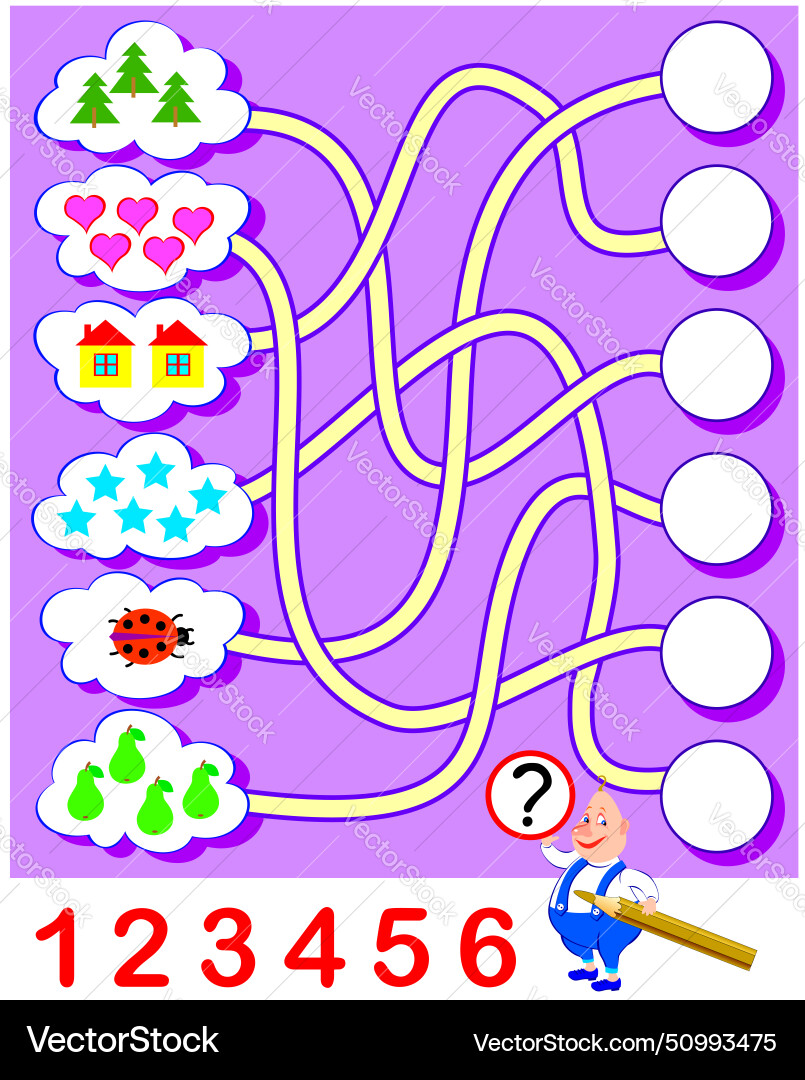 Logic exercise for children need to count Vector Image