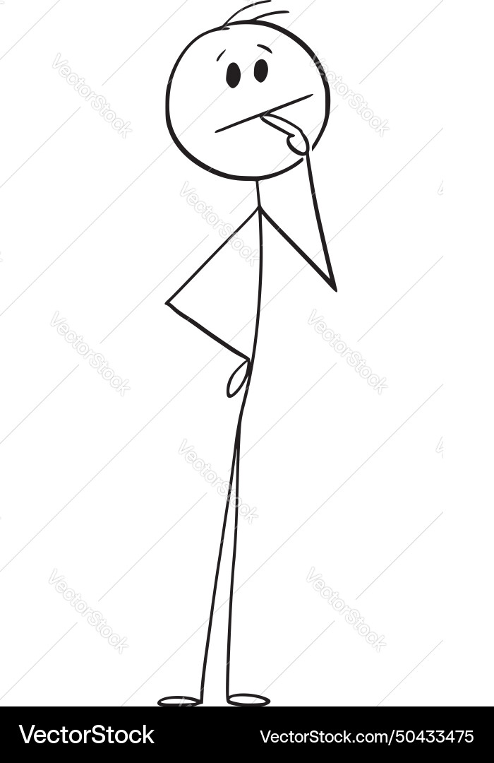 Person thinking about problem cartoon stick figure