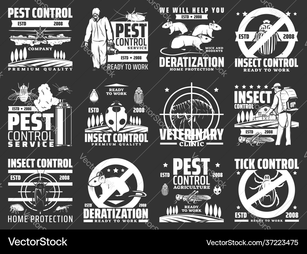 Pest Control & Disinfection Icons Royalty Free Vector