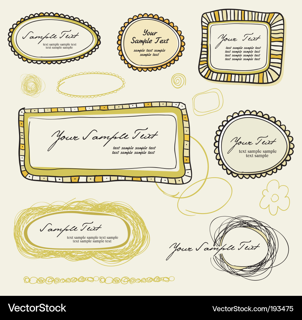 Various doodle labels graphic Royalty Free Vector Image