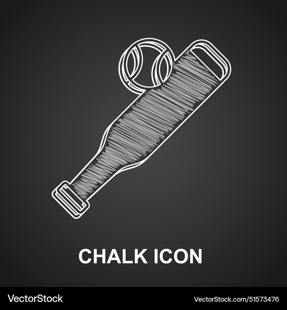 Chalk baseball bat with ball icon isolated Vector Image