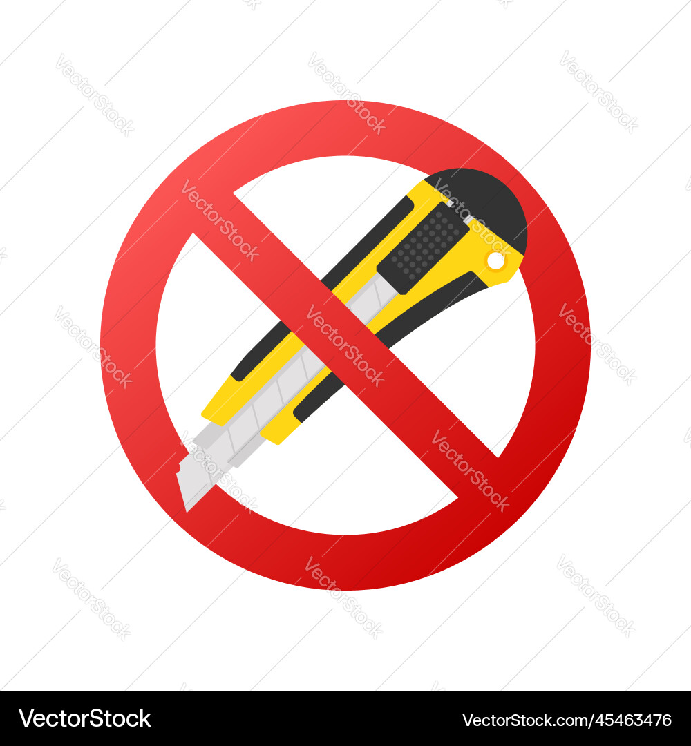 Do not use cutter knife warning icon Royalty Free Vector