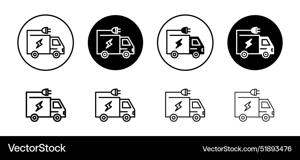 Electric plug in truck icon set collection Vector Image