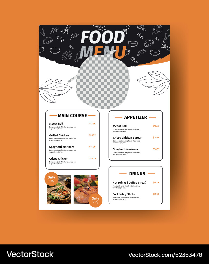 Fast food restaurant menu template Royalty Free Vector Image