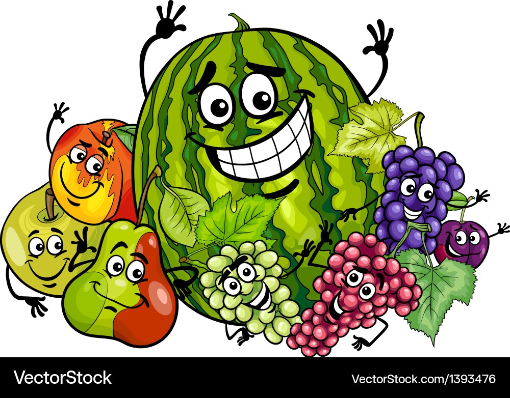 Fruits group cartoon Royalty Free Vector Image