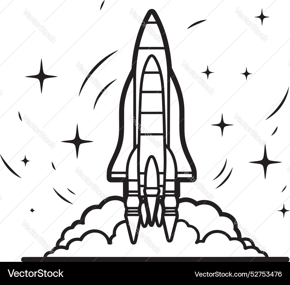 Galactic soar minimalist rocket lineart logo Vector Image