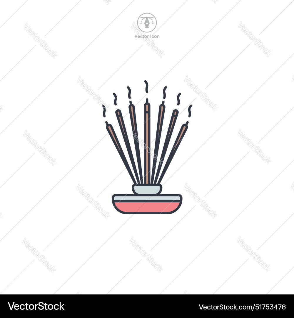 Incense stick icon symbol isolated on white Vector Image