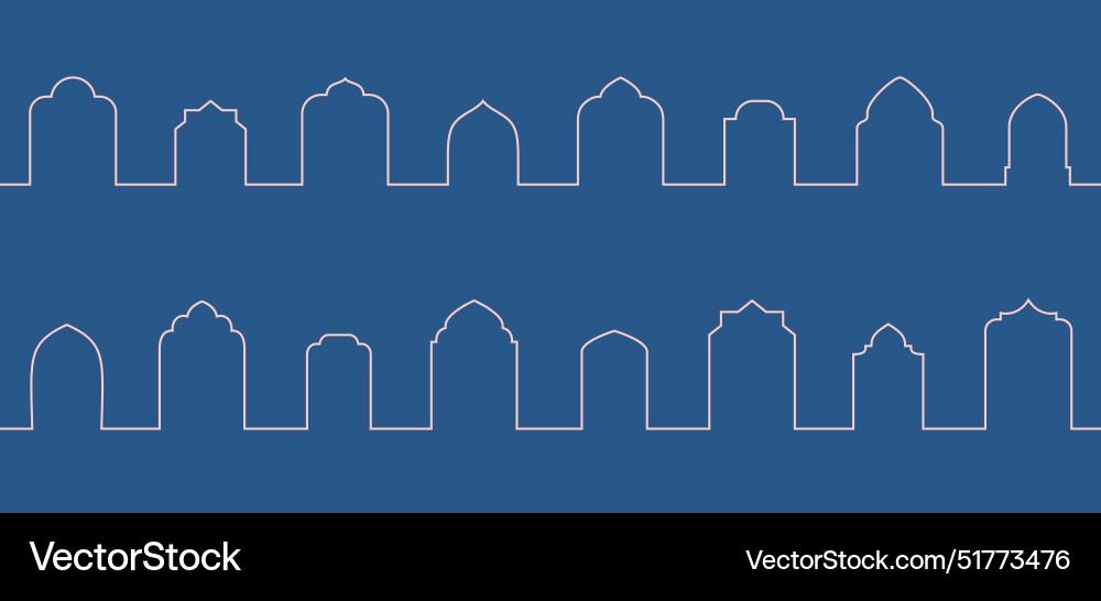 Islamic arch window door gate shapes border Vector Image