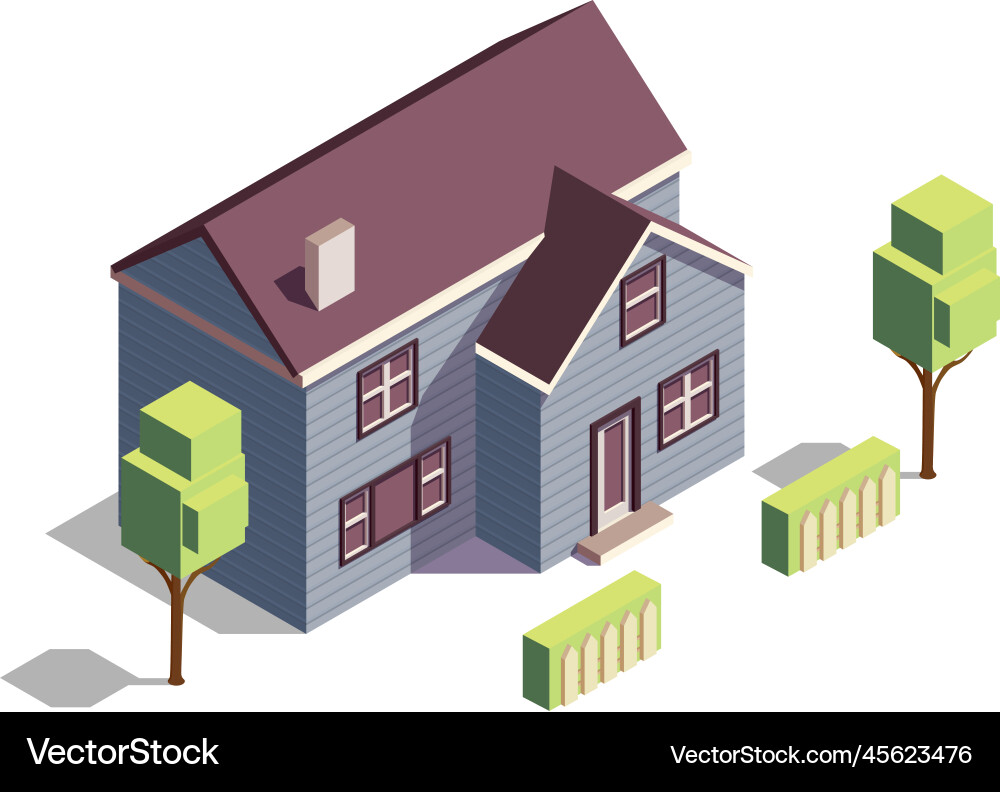 Isometric Suburban House Royalty Free Vector Image