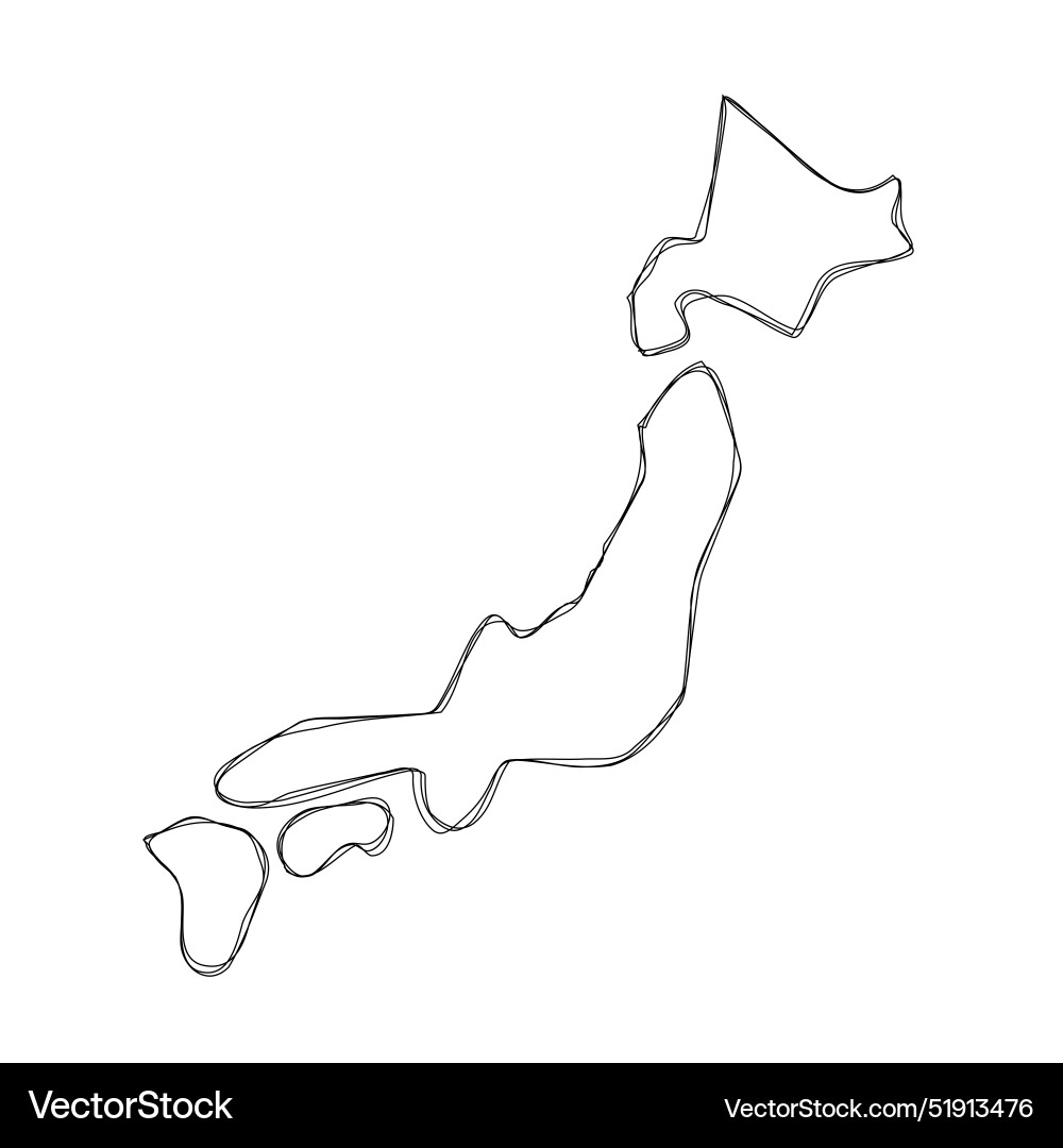 Japan simplified sketch map Royalty Free Vector Image