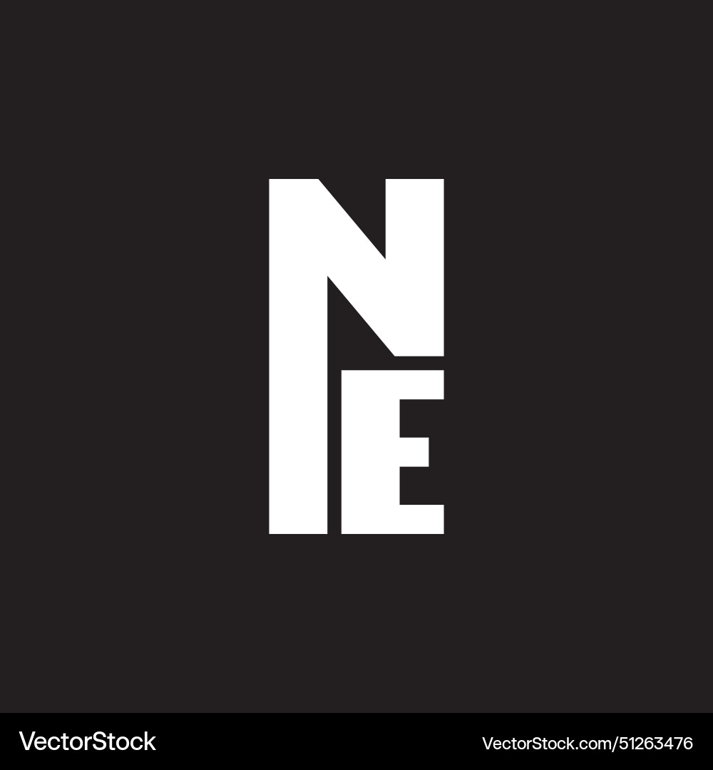 Letter ne linked font monochrome logo Royalty Free Vector