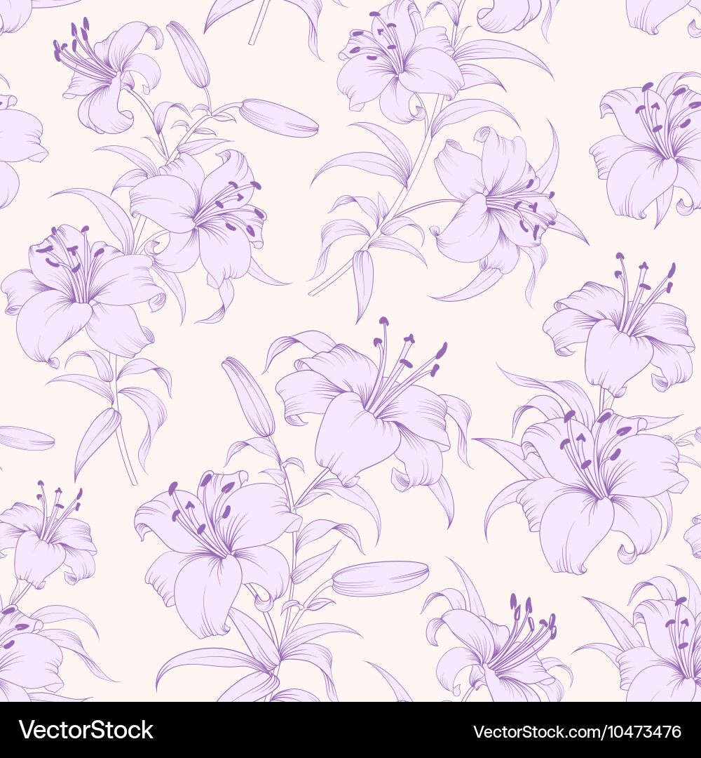 Lily flower seamless pattern Royalty Free Vector Image