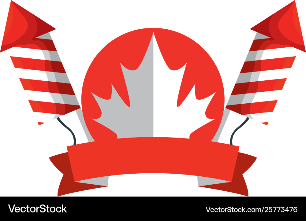 Maple leaf canadian with fireworks Royalty Free Vector Image
