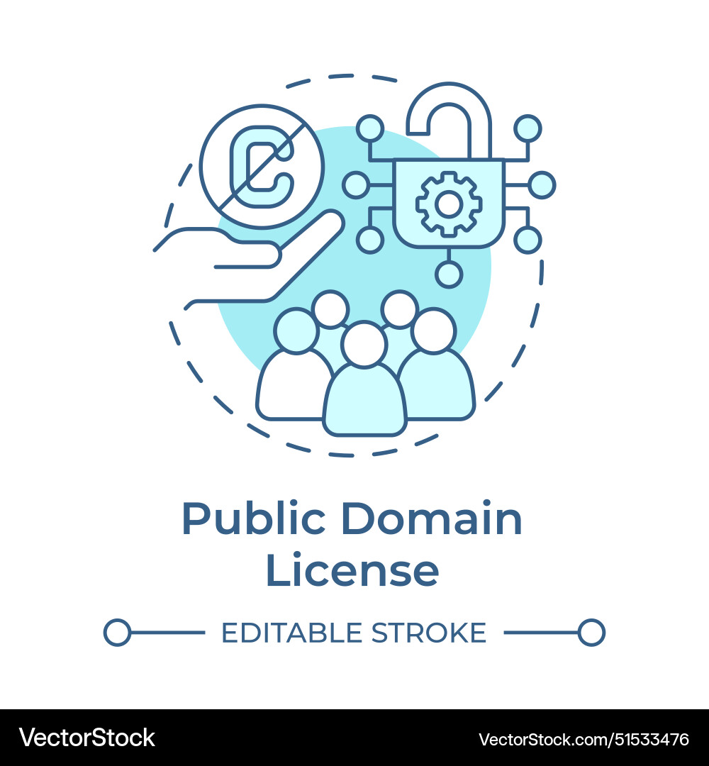 Public domain license soft blue concept icon Vector Image