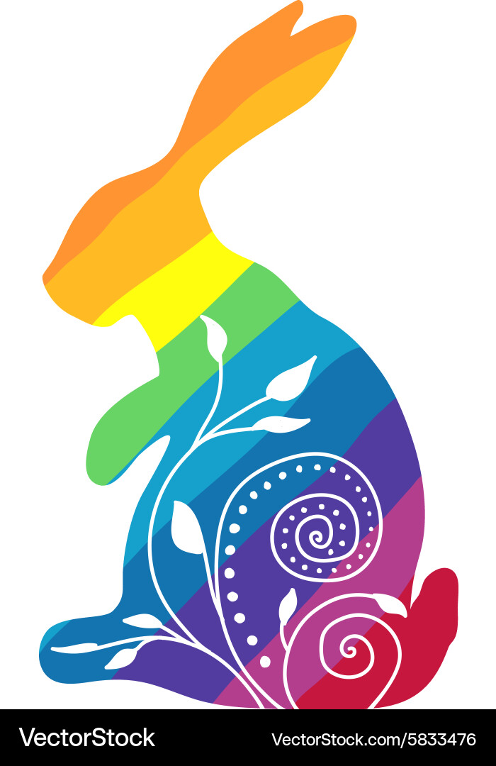 Rainbow rabbit with ornament Royalty Free Vector Image