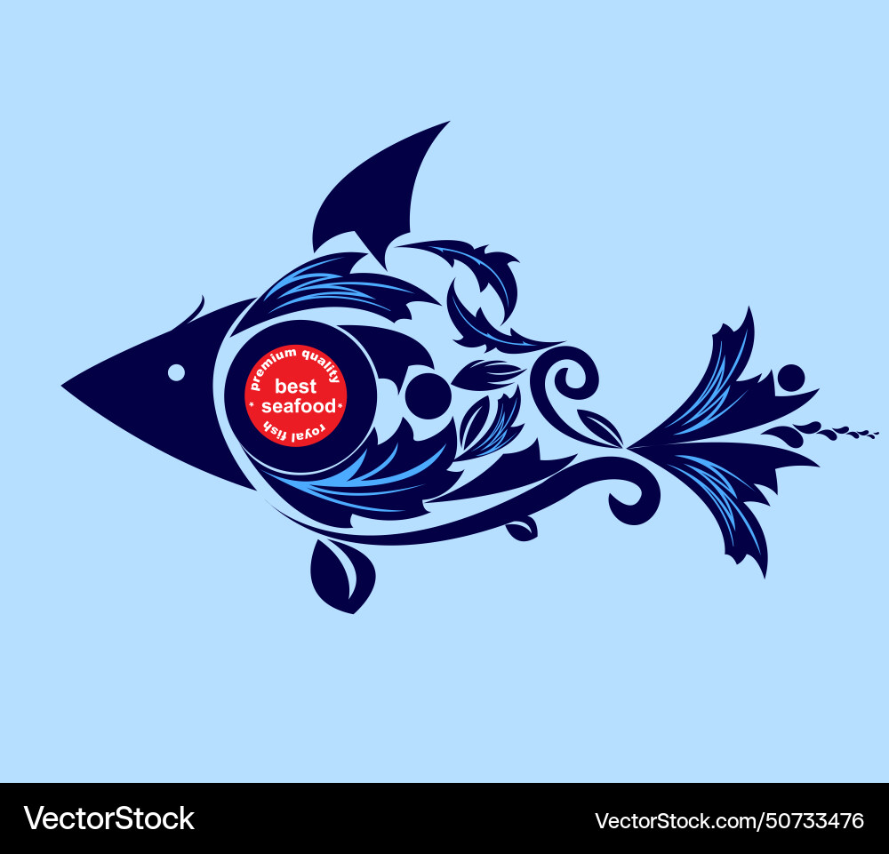 Sea food vintage fish Royalty Free Vector Image