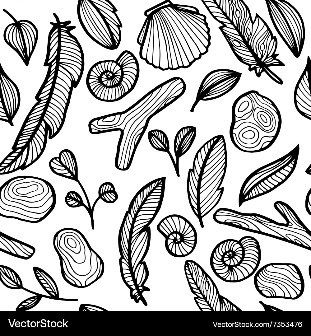 Seamless pattern with nature objects Royalty Free Vector