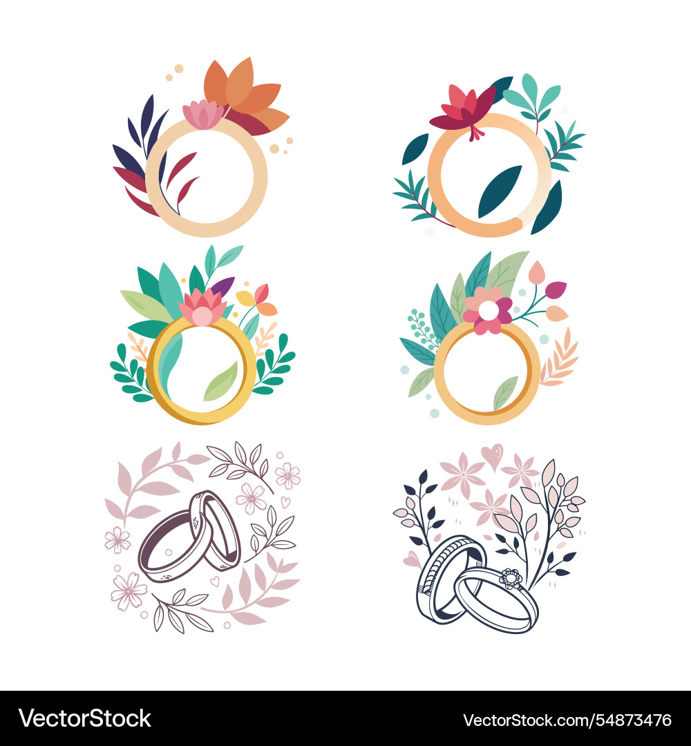 Wedding ring collection Royalty Free Vector Image