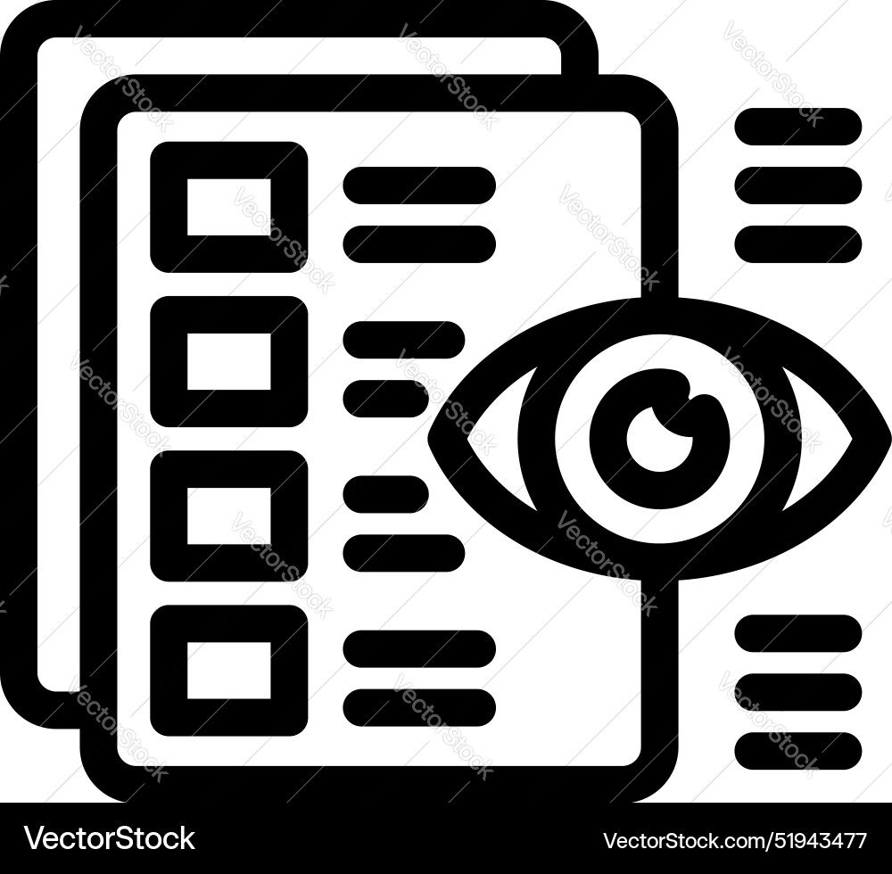 Eye watching documents representing concept Vector Image