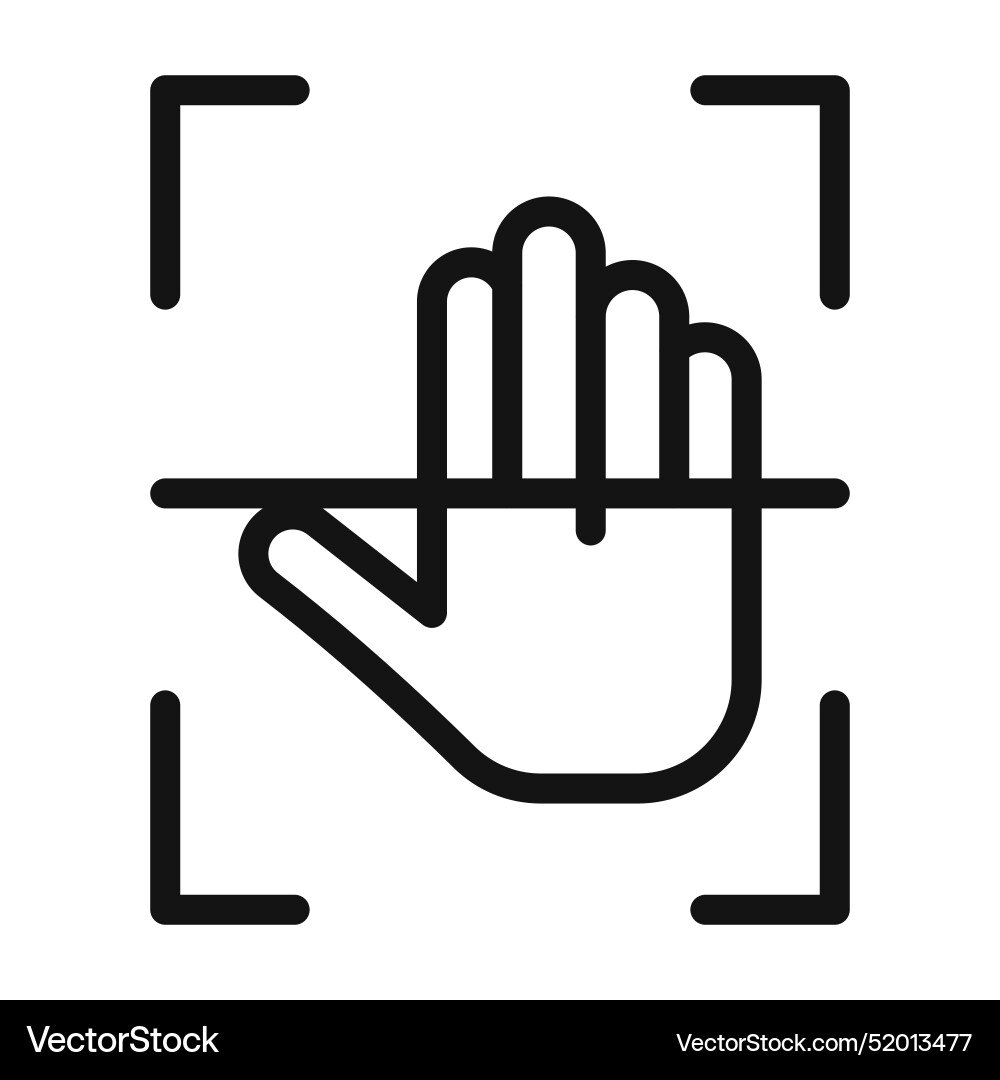Hand scan icon black line art Royalty Free Vector Image