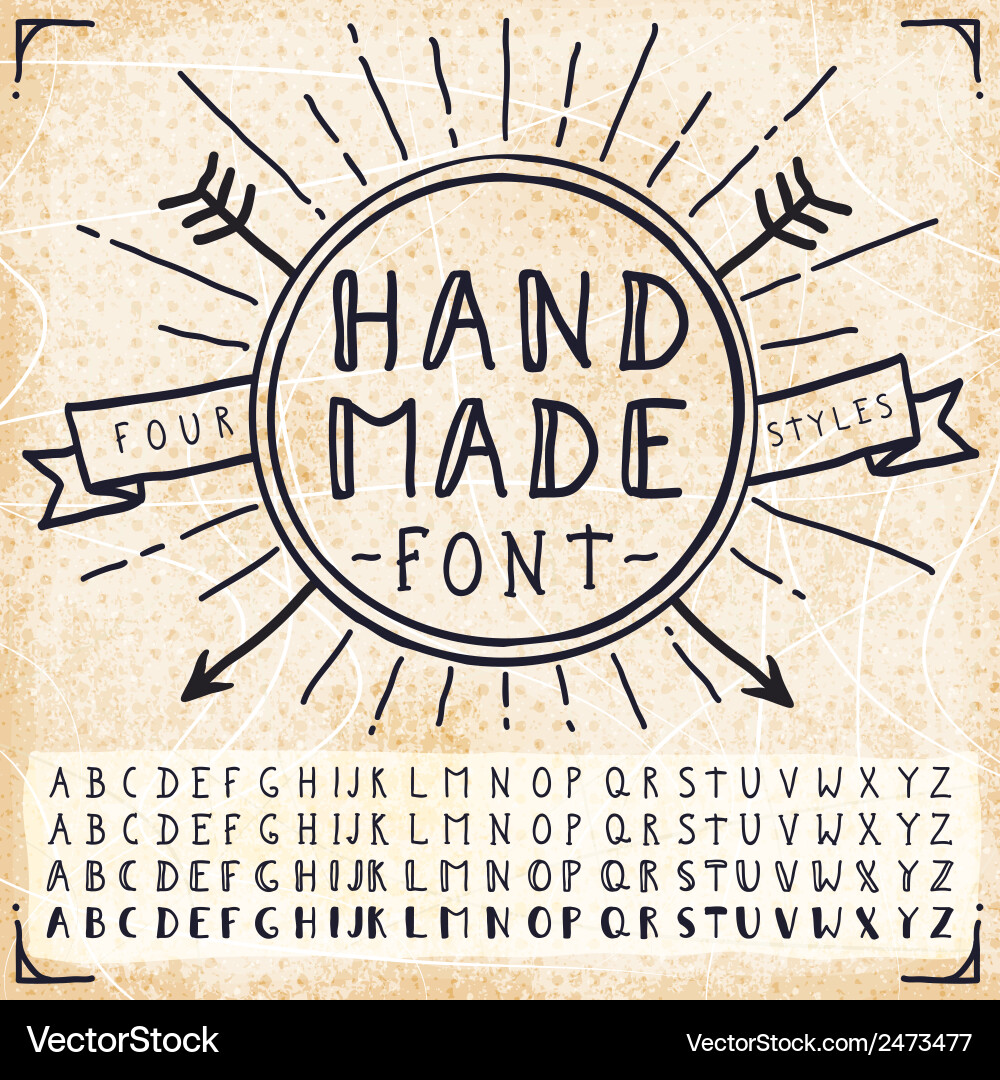 Handwriting doodle hand drawn fonts Royalty Free Vector