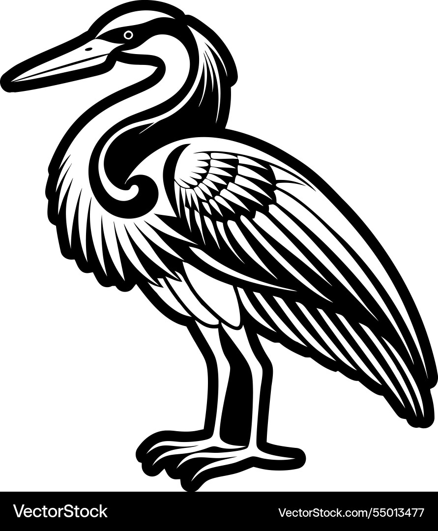 Heron icon in filled style Royalty Free Vector Image
