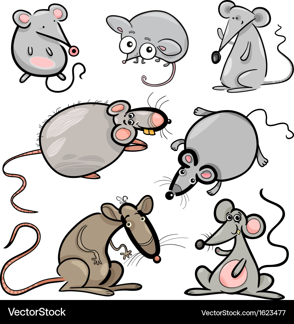 Mice and rats set cartoon Royalty Free Vector Image
