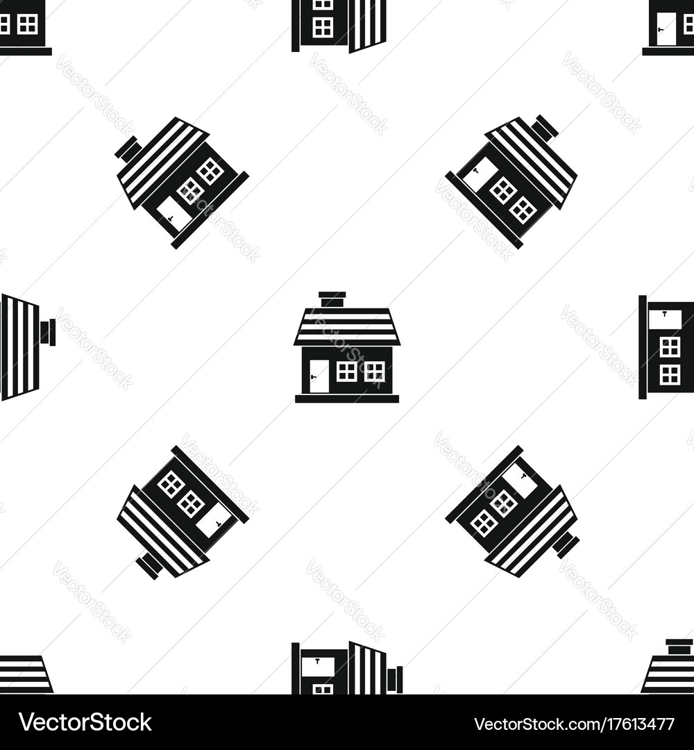One-storey house pattern seamless black Royalty Free Vector