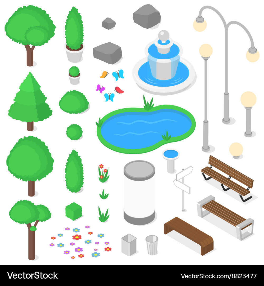 Park elements set Royalty Free Vector Image - VectorStock